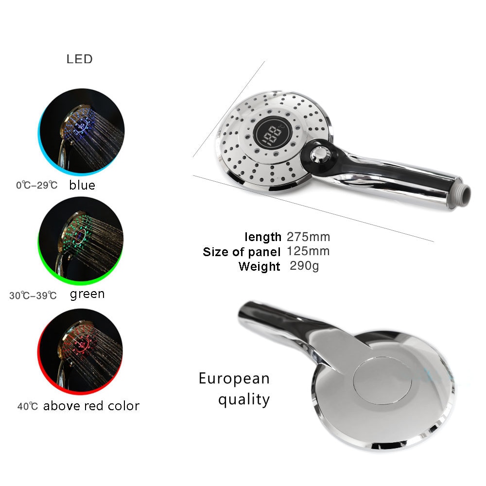 3Colors Water Powered Led Temperature Shower Head ... – Vicedeal