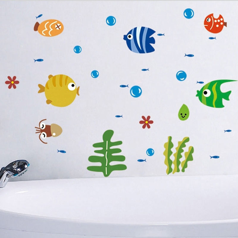 Underwater Fish Starfish Bubble Wall Sticker For K... – Grandado