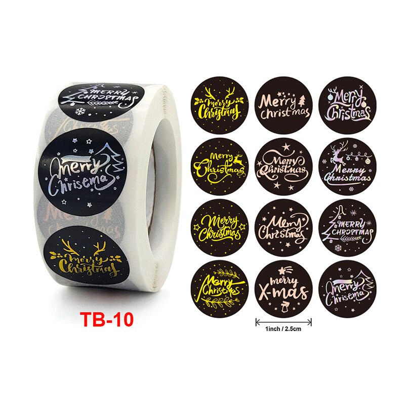 Bronzing Merry Christmas Stickers Roll Colorful 50... – Grandado