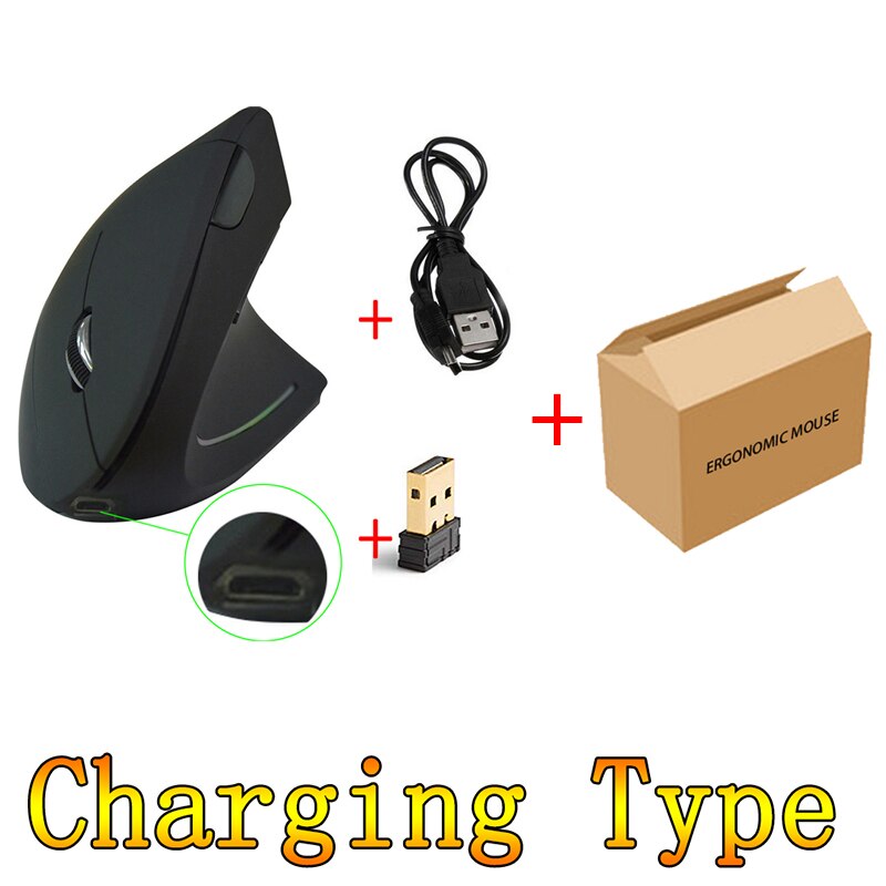 Usb ergonomisk lodret mus trådløs 2.4g opladelige ... – Grandado