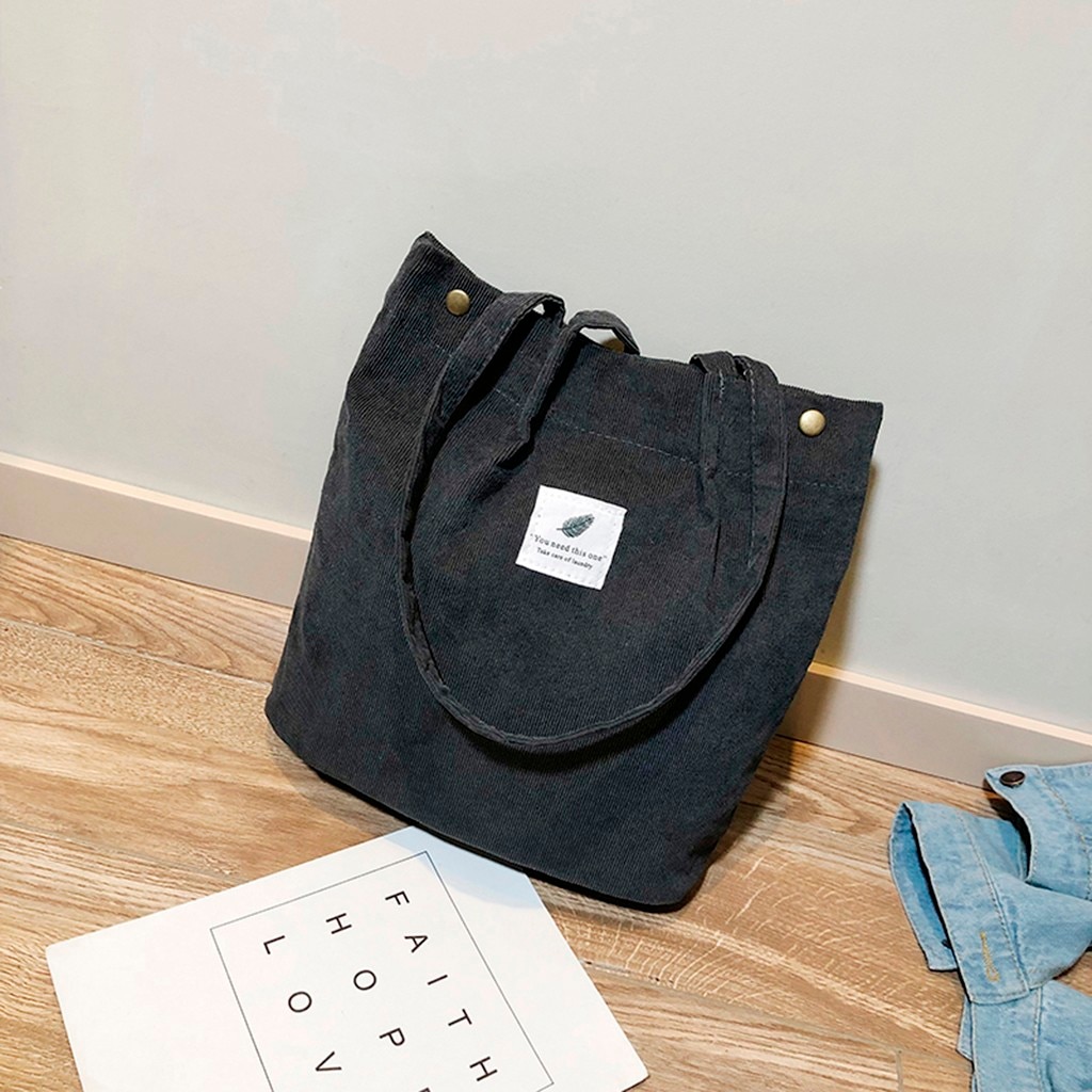 Womens Tote Bag Mode Canvas Corduroy Pure Kleur Sc... – Vicedeal