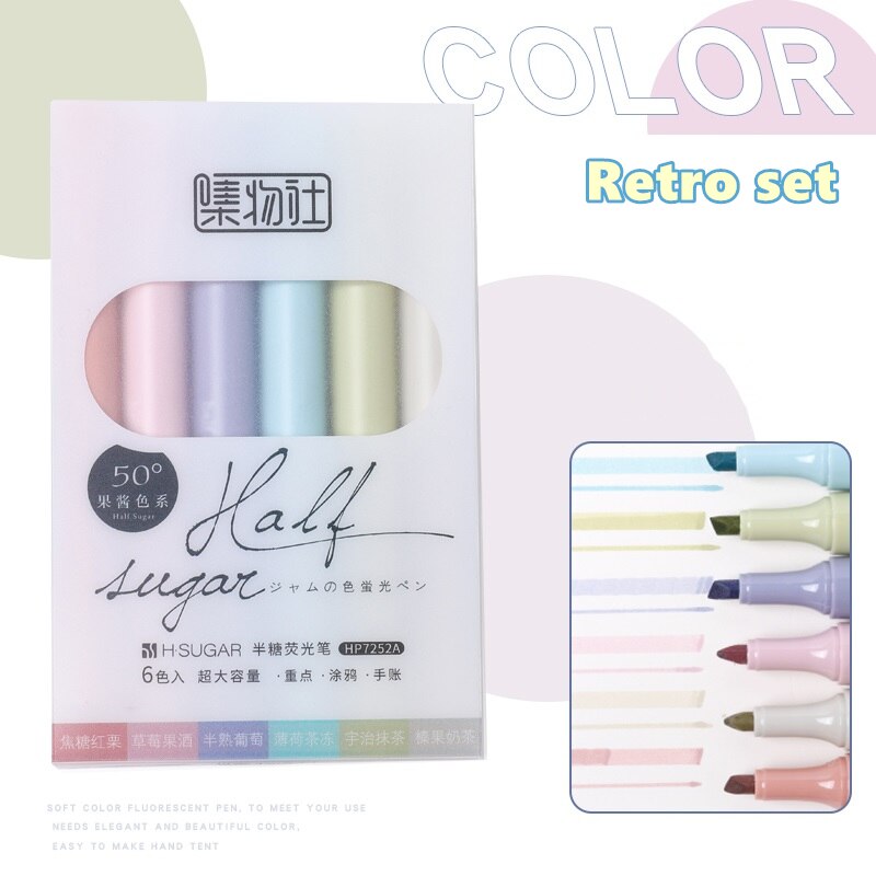 6pcs Half Sugar Highlighter Pens Set Mild & Re... – Vicedeal