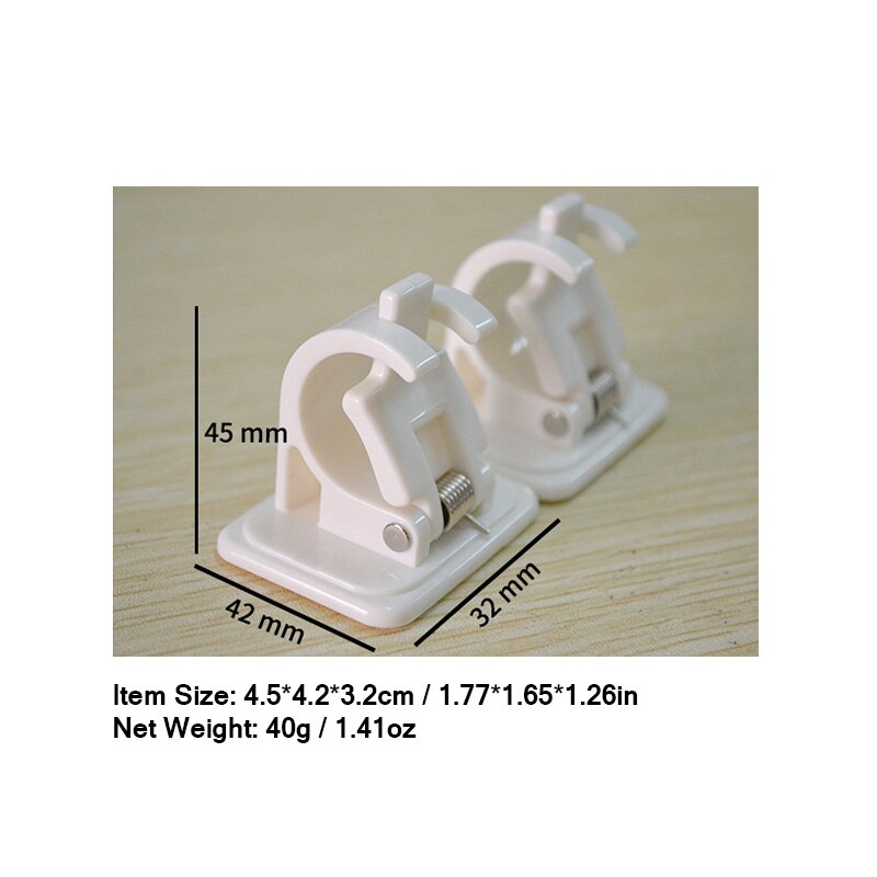 2 Pcs White Hanging Rod Clip Adhesive Wall Curtain... – Grandado