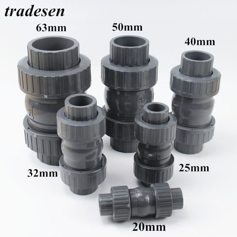 1 st inre 20mm-63mm dubbel union pvc envägsventil ... – Grandado