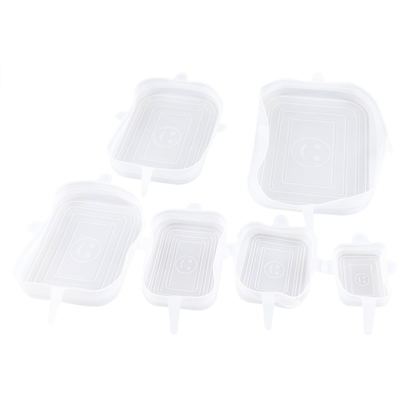 6 Pcs Square Silicone Stretch Lids Reusable Cookwa... – Grandado