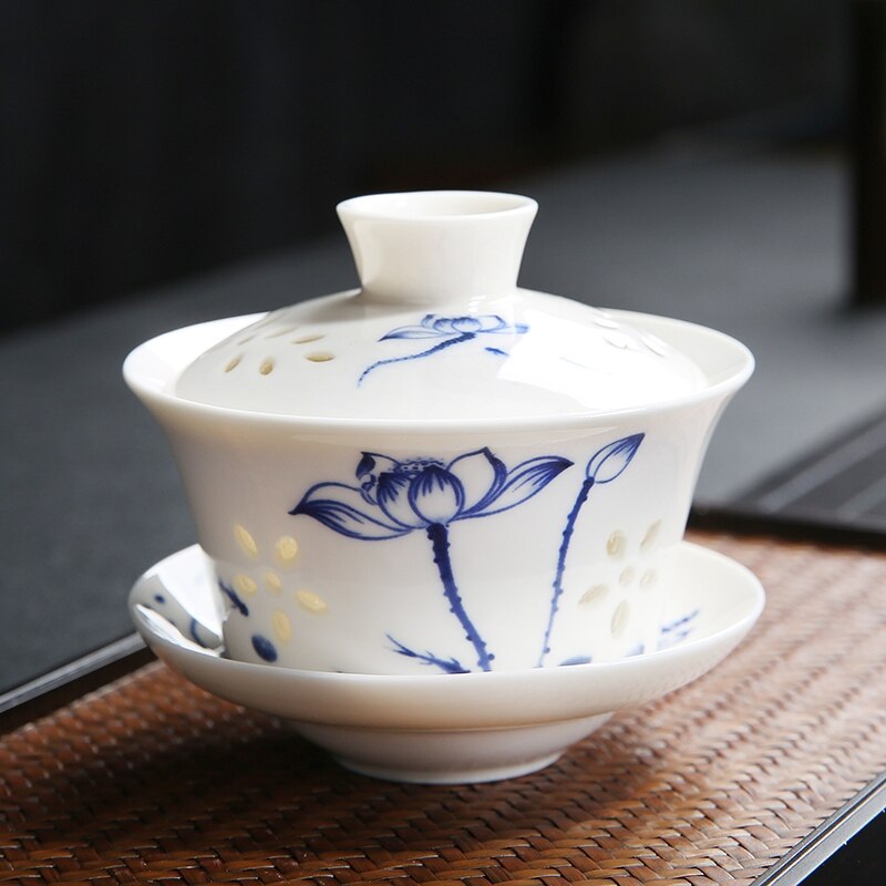Chinese Tea Set Handpainted Lotus Gaiwan 130ml Min... – Grandado