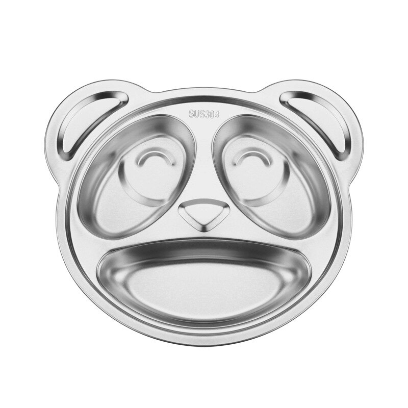 Stainless Steel Children's Plate Cute Cartoon Pand... – Grandado