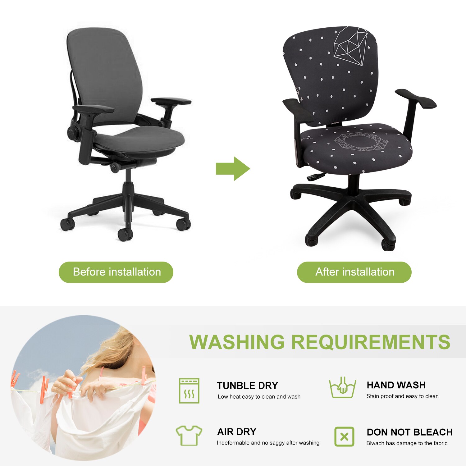 Printed Split Office Chair Cover Easy To Disassemb... – Grandado