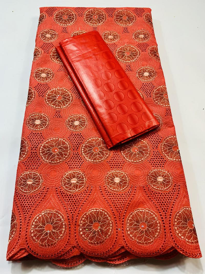 African Bazin Riche Brode Fabric Combine Swiss Voi... – Vicedeal