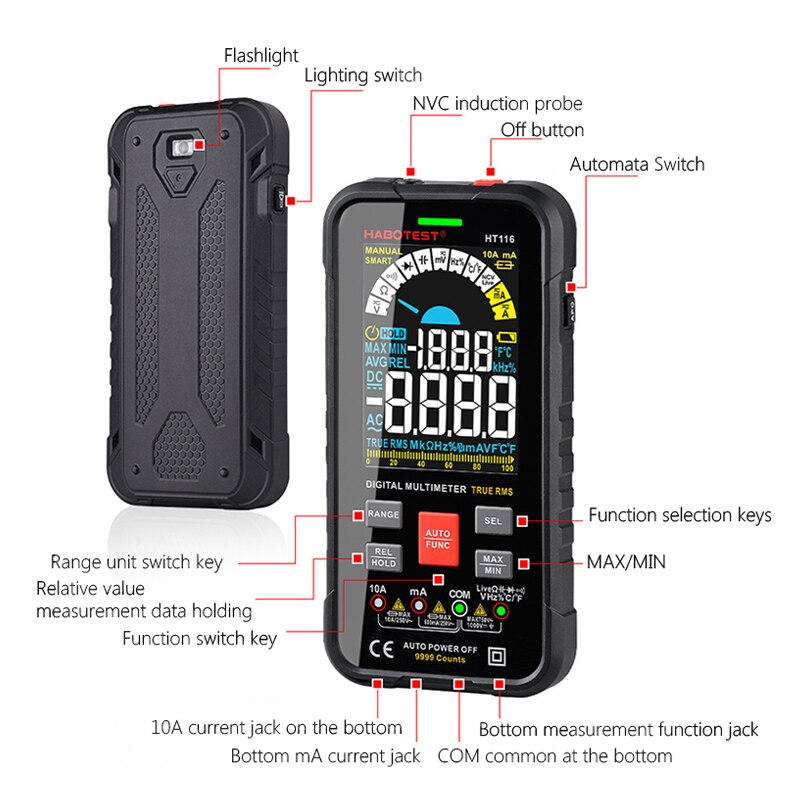 Digital Multimeter True RMS AC DC Capacitance Test... – Grandado