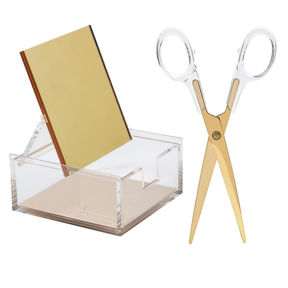 gold acrylic Gold Mirror box and scissors statione... – Grandado