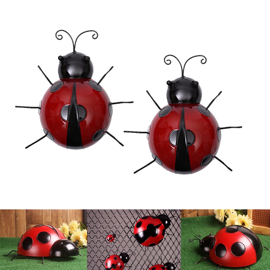 2Pcs/Set Metal Ladybug Statues for Wall Art Decor,... – Vicedeal