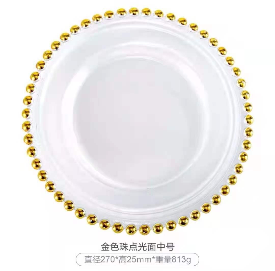 Nordic Blue Dinner Plate Set Bead Glass Charger Pl... – Grandado