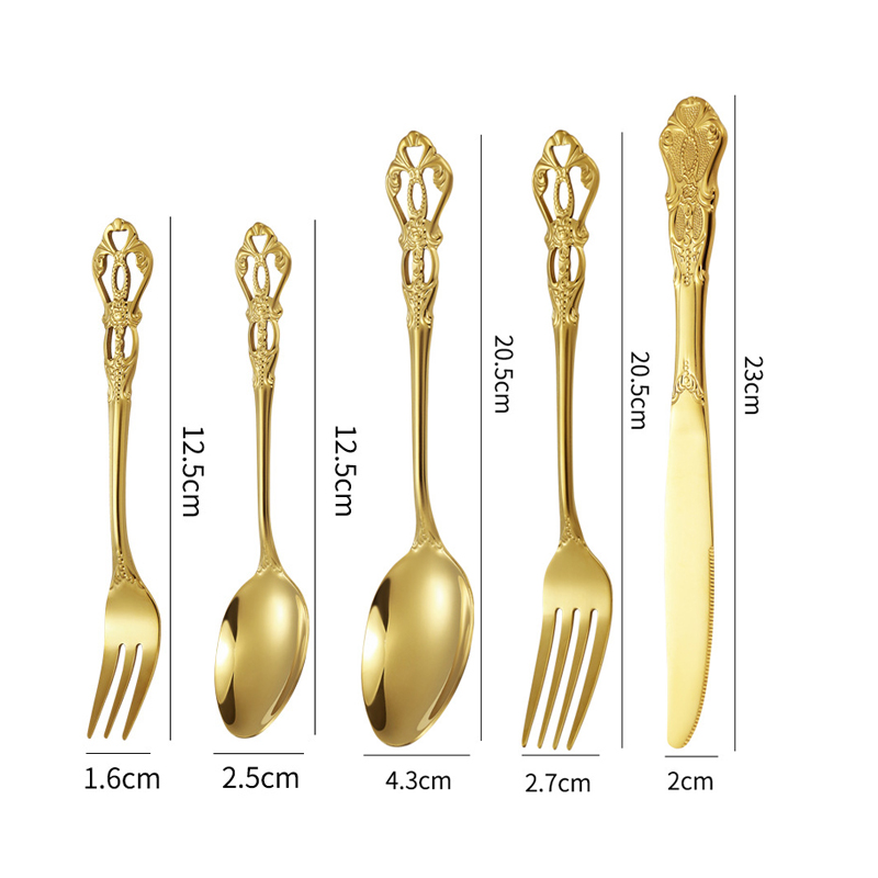 Stainless steel tableware set with European relief... – Grandado