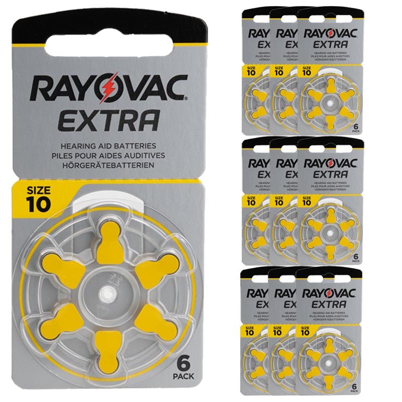60 Pila 10 Amarilla Rayovac Extra para audífonos P... – Grandado