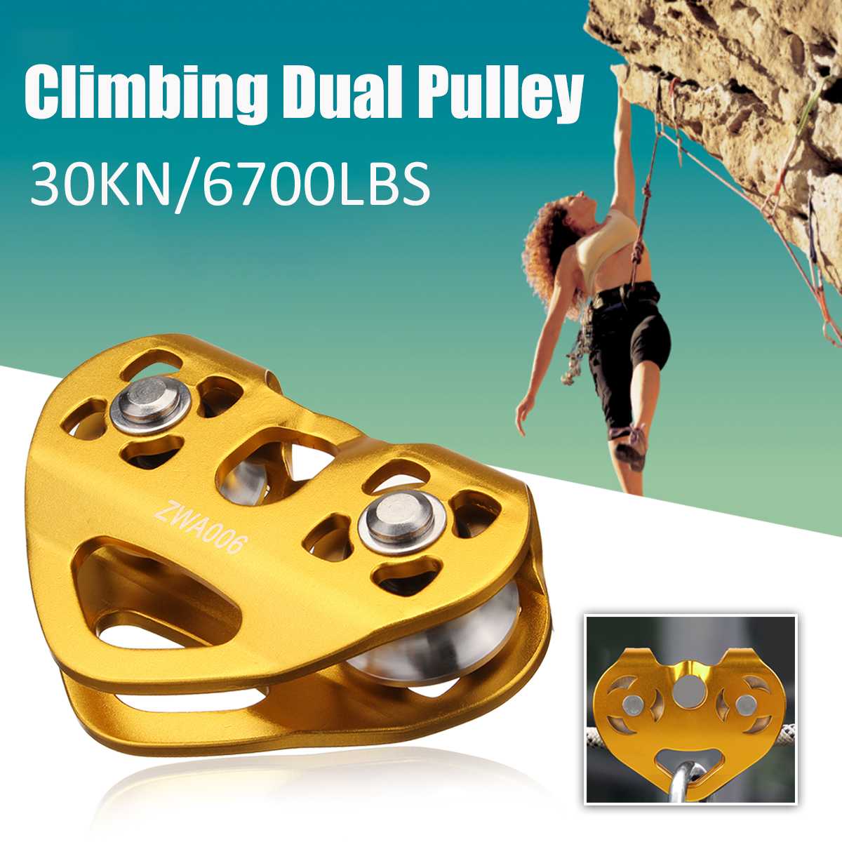 30KN Zip Line Trolley Climbing Buckle Pulley Rolle... – Grandado