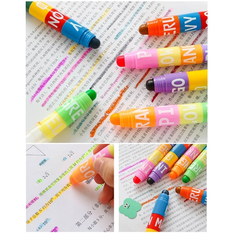 6 Colors Stitching Solid Highlighter Marker Fluore... – Vicedeal