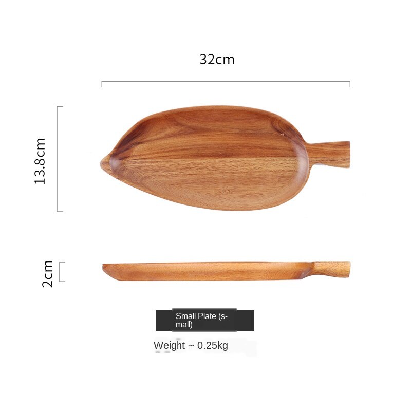 Wooden Acacia Wooden Tray Leaf Shaped Plate Bread ... – Vicedeal