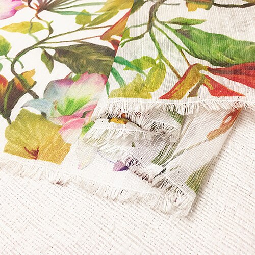 Colorful garden and floral print silk and linen bl... – Grandado