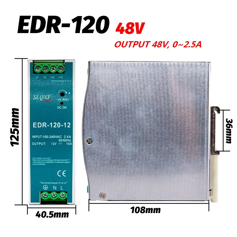 EDR-75 EDR-120 EDR-150 Single Output Din Rail Swit... – Vicedeal