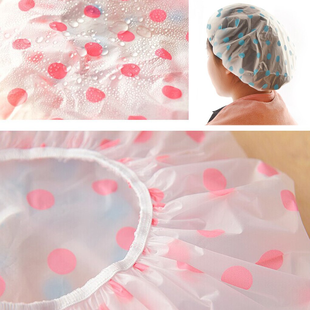 Women Waterproof Shower Caps Elastic Plastic Showe... – Grandado