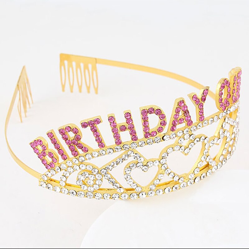 Crystal Rhinestone Birthday Queen Crown Tiara Head... – Grandado