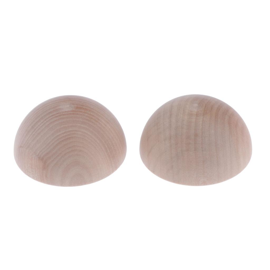 2 Pieces 7.5cm Natural Wooden Half Split Balls Blo... – Grandado