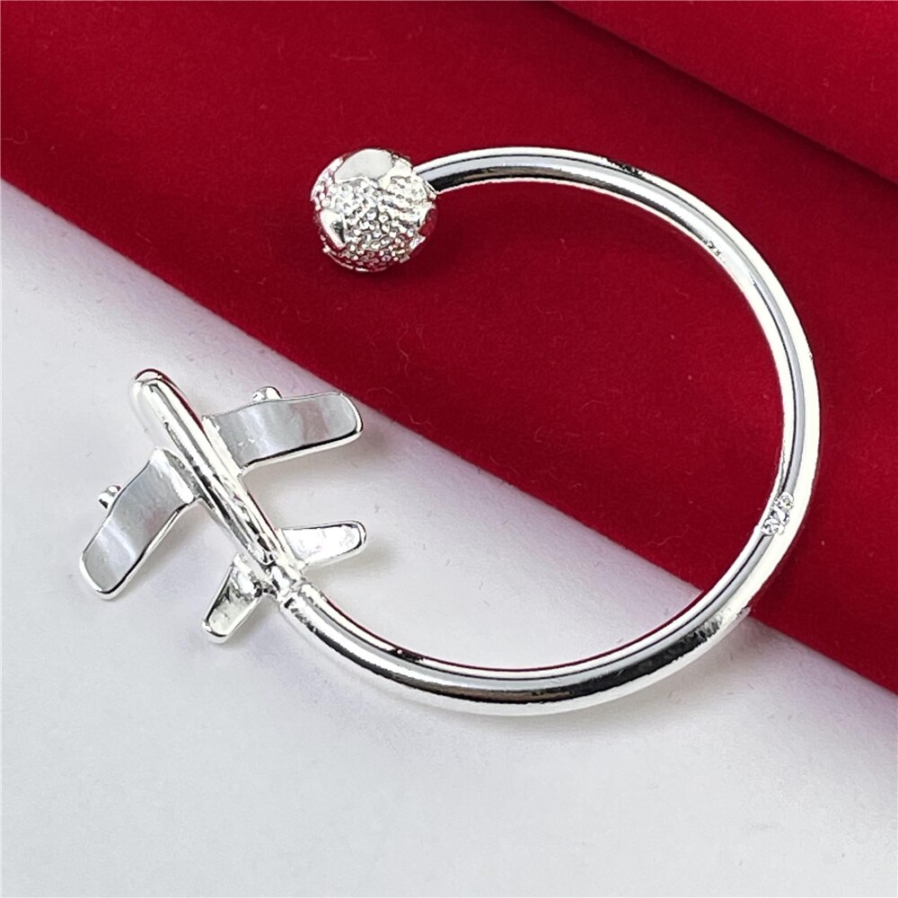 925 Silver Keychain Airplane Shape Simple Keychain... – Grandado