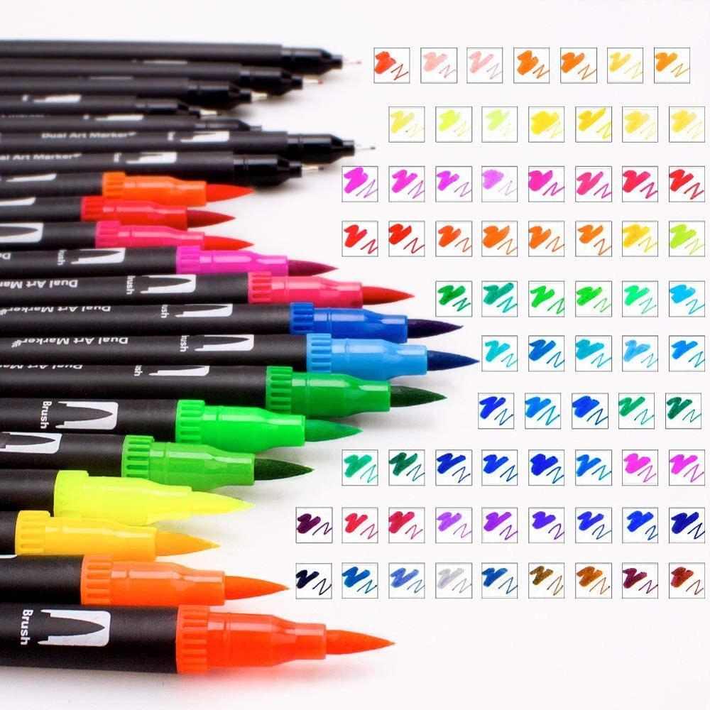 Dual Tip Brush Pens UP to 120 Colours Felt Tip Pen... – Grandado