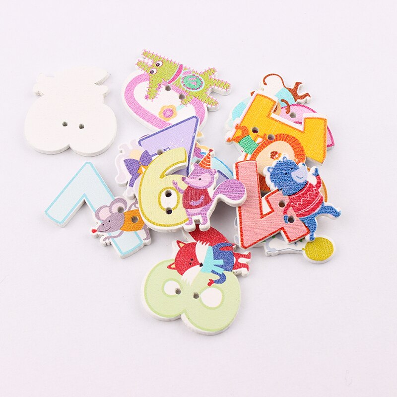 2 Holes Randomly Mixed Wooden Button Cute Numbers ... – Vicedeal