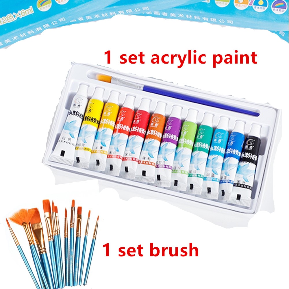 Professionele Acryl Verf Set Met 12 Stuks Borstel ... – Grandado