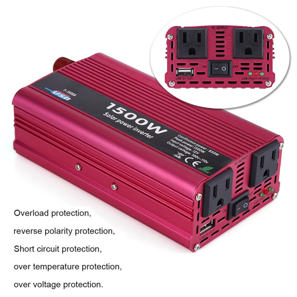 1500W 12V Ac 110V Power Inverter Converter Dual Ou... – Vicedeal