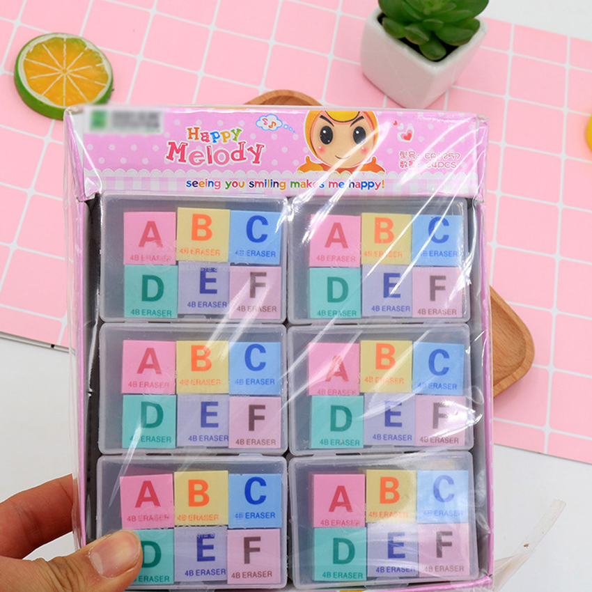 6pcs/lot Cute English letter A-F boxed Eraser Set ... – Grandado
