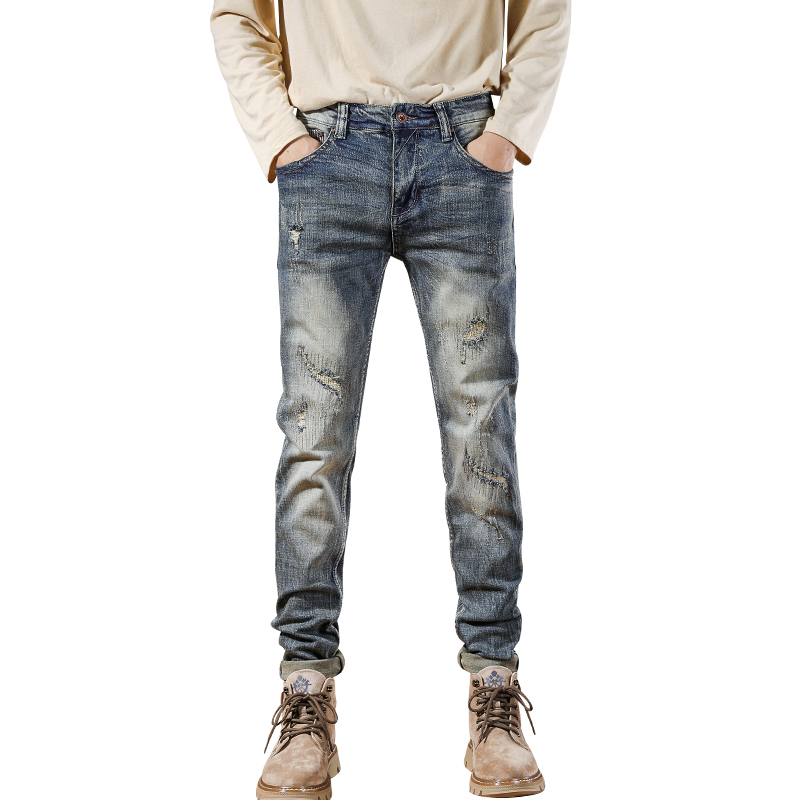 Hip Hop Jeans For Man Ripped Denim Pants Stretch S... – Grandado