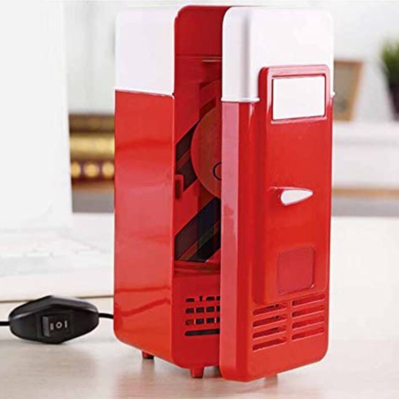 Mini Red USB Fridge Cooler Beverage Drink Cans Coo... – Grandado