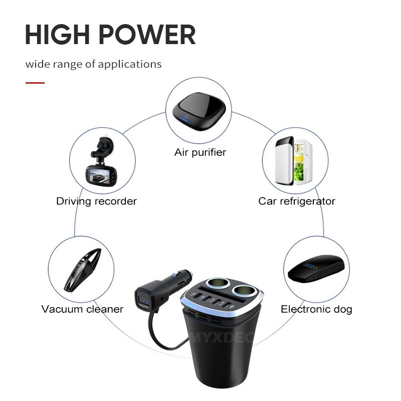 Car Charger 7.2A 120W Dual 4 USB Adapter 2 Socket ... – Grandado