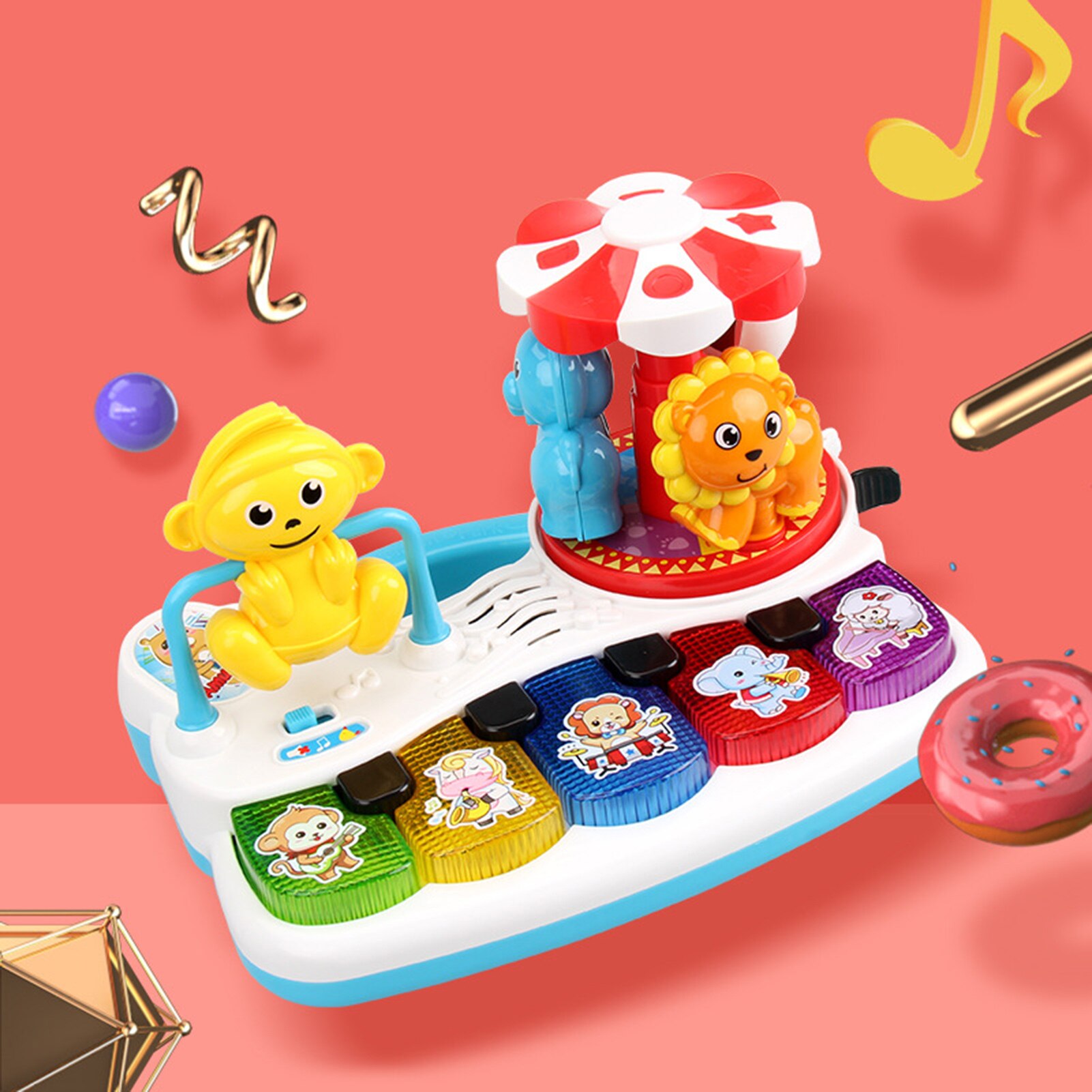 Animal Shape Multifunctional Musical Carousel Pian... – Grandado