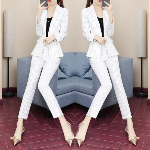 Streep Blazer Broek Pak Set Kantoor Dame Vrouwen Z... – Vicedeal