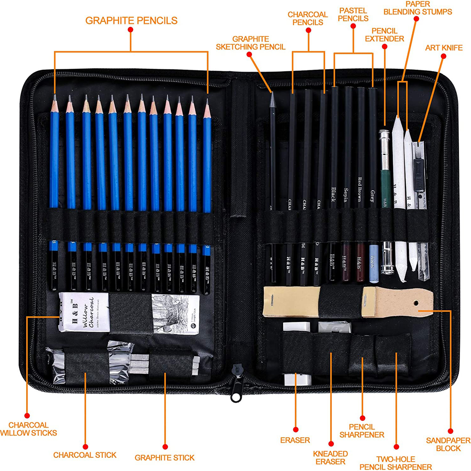 Sketching Pencils Set, 40-Piece Drawing Pencils an... – Grandado