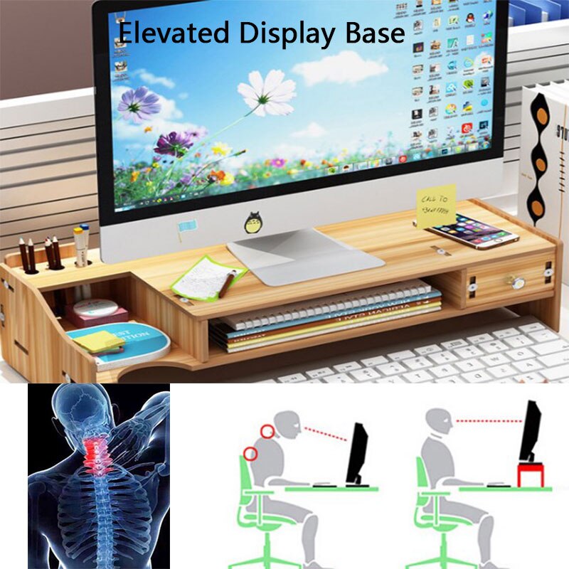 Desktop Monitor Stand Computer Screen Riser Wood S... – Grandado