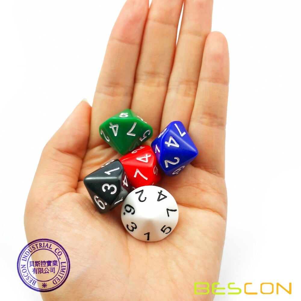 BESCON 5pcs Pack of D14 Dice Numbered 1 to 7 Twice... – Grandado