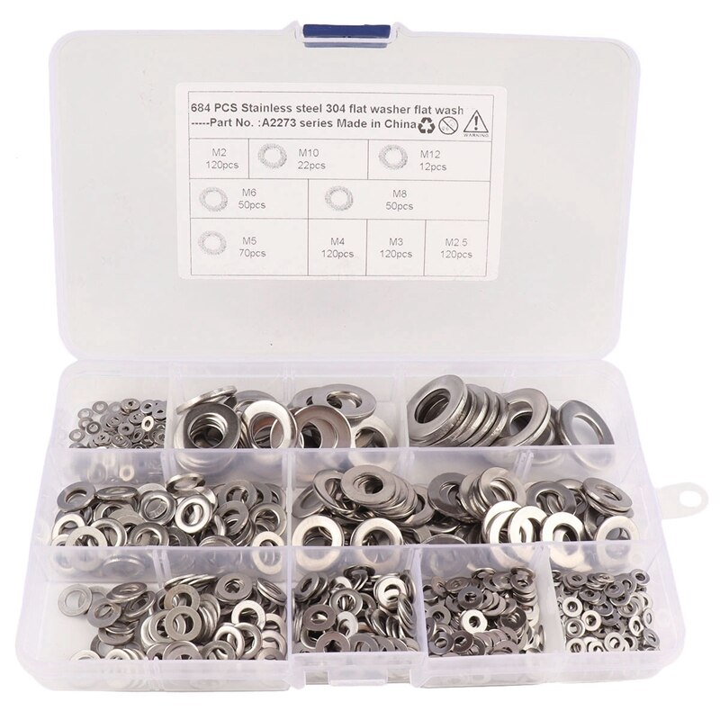 684PCS Stainless Steel Flat Washers Hardware Set 9... – Grandado