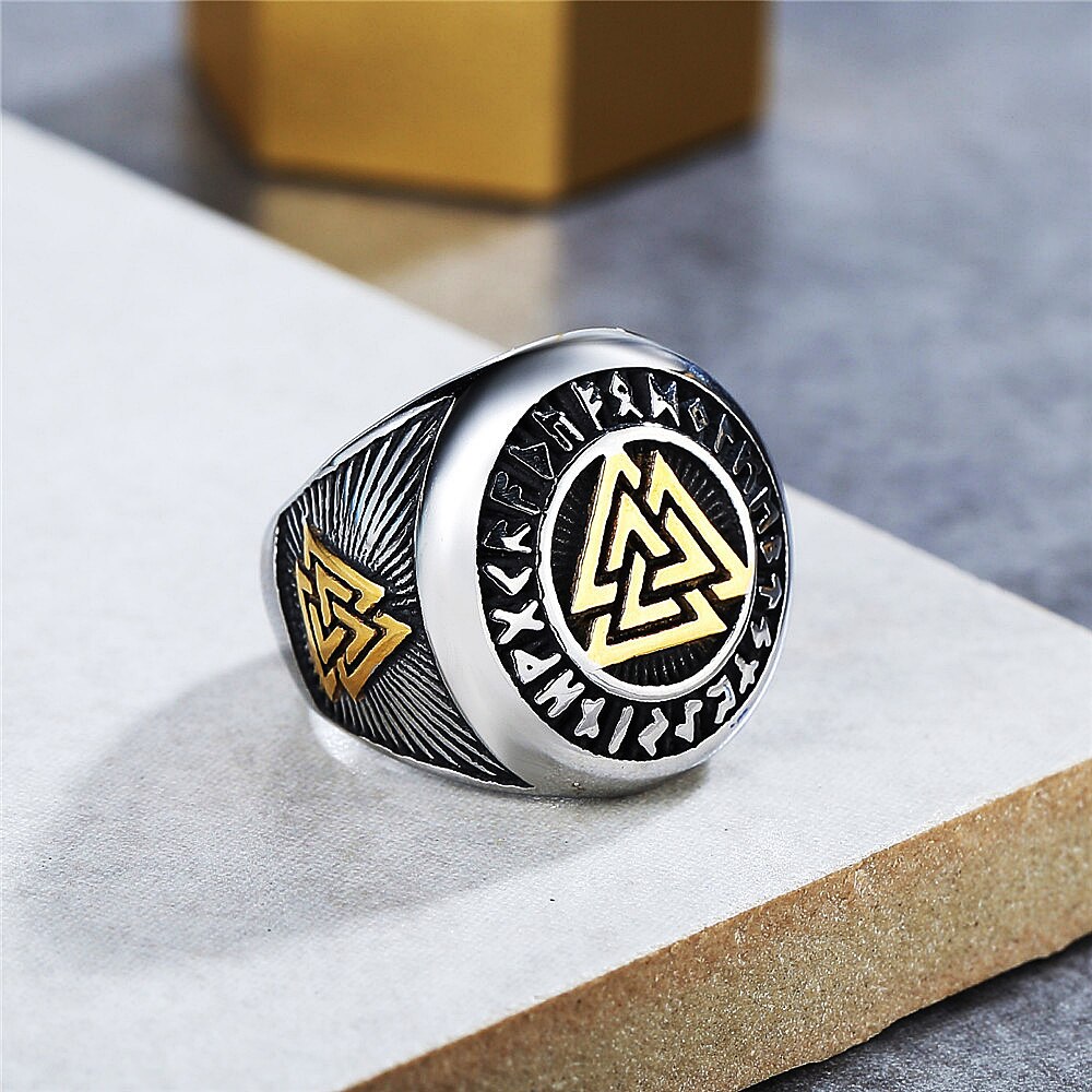 Vintage Viking Valknut Ring Men Boy Stainless Nord... – Grandado