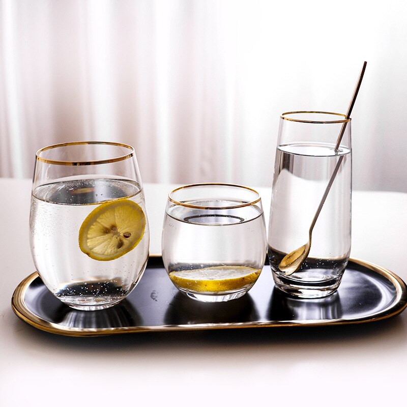Brief Gold Edge Egg Shape Crystal Glass Cup Tranpa... – Grandado