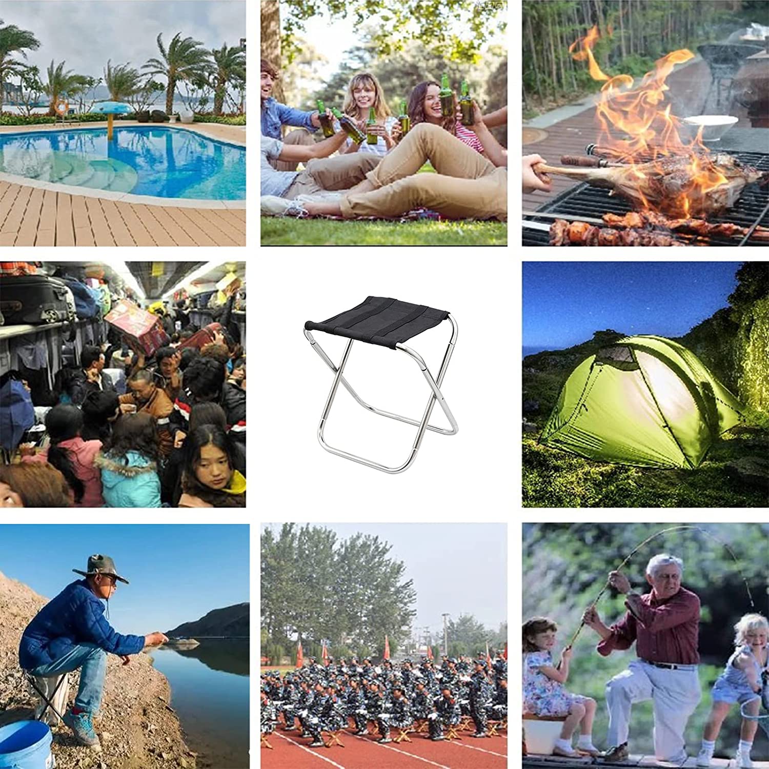 Folding Small Stool Bench Stool Portable Outdoor M... – Grandado