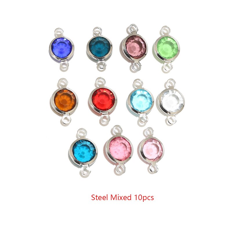 10pcs Stainless Steel Dull Silver Glass Crystal Bi... – Grandado