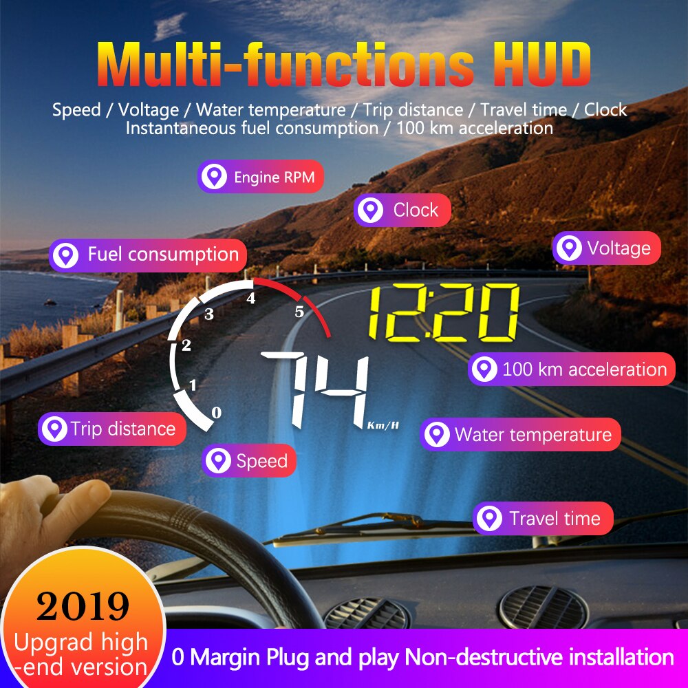WiiYii M10 HUD OBD2 head up display Windshield Projector overSpeed ...