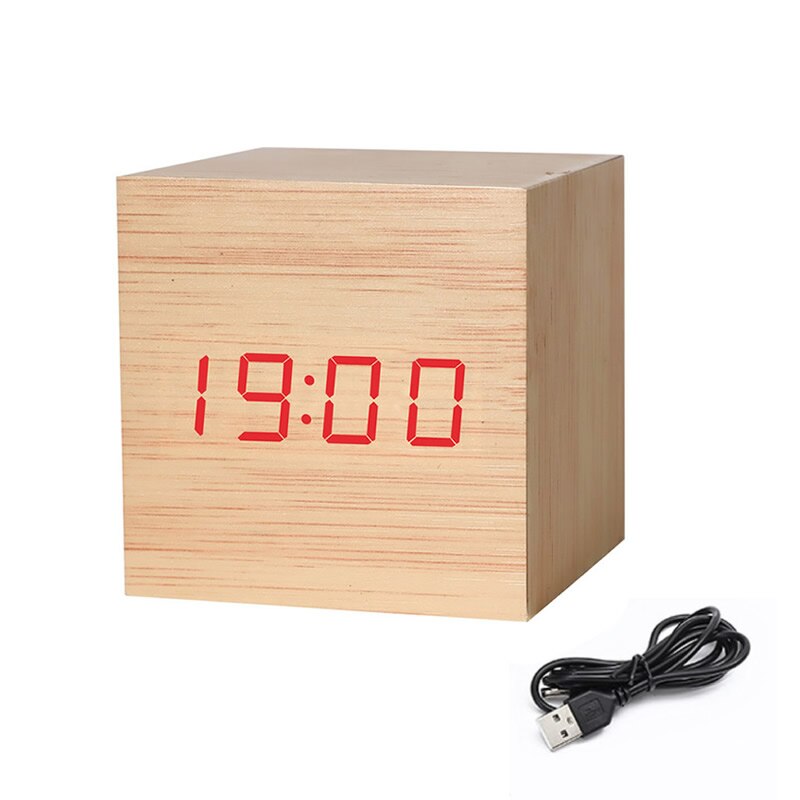 Gekwalificeerde Digitale Houten Led Wekker Hout Re... – Vicedeal