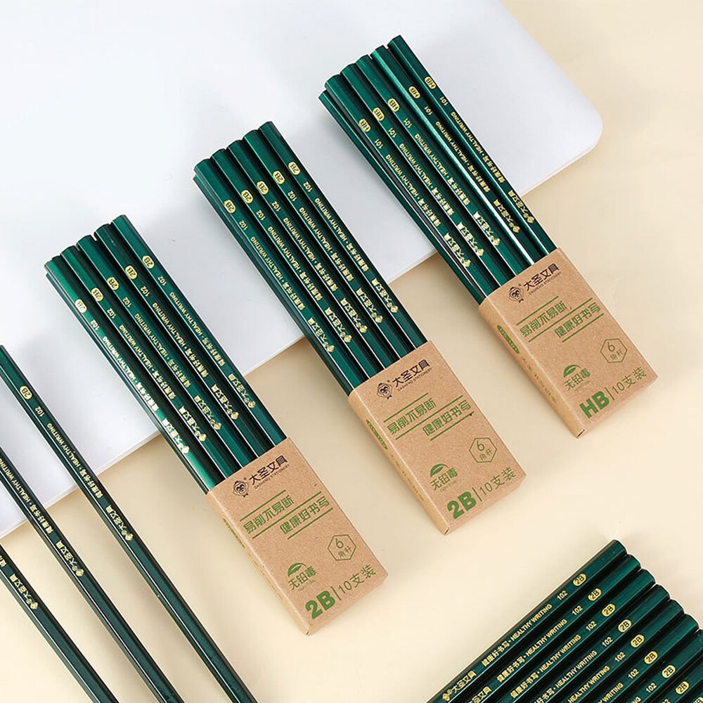 10 Pcs/set 2B HB Standard Sketch Pencil Set Wooden... – Grandado