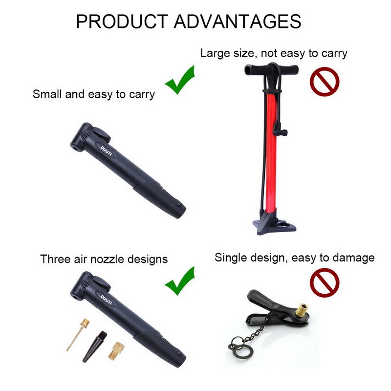 Mini Bike Pump Portable Bicycle Tyre Pump with Bal... – Vicedeal